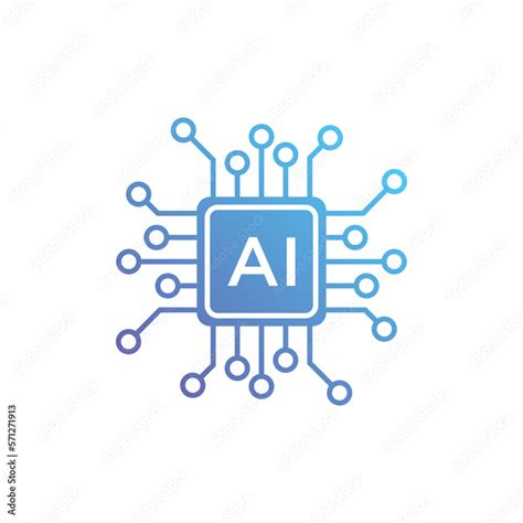 Ai Chip Cpu Icon Design In Gradient Blue Color Ai Processor Icon Logo Design Template Colorful