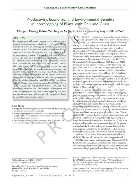 Pdf Productivity Economic And Environmental Benefits In Intercropping Of Maize With Chili