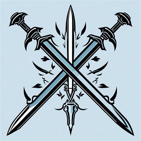Premium Vector A Blue Background With Two Crossed Swords And A Symbol
