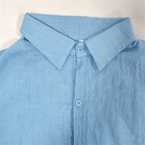 Badu Bg Мъжки ленени ризи Бяла мъжка риза с къс ръкав Блузи Едноцветни ежедневни горнища