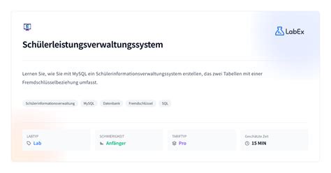Schülerinformationsverwaltungssystem Mysql Datenbank Labex