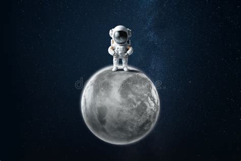 Moon Exploring Poster In Retro Futuristic Style Stock Vector Illustration Of Floating