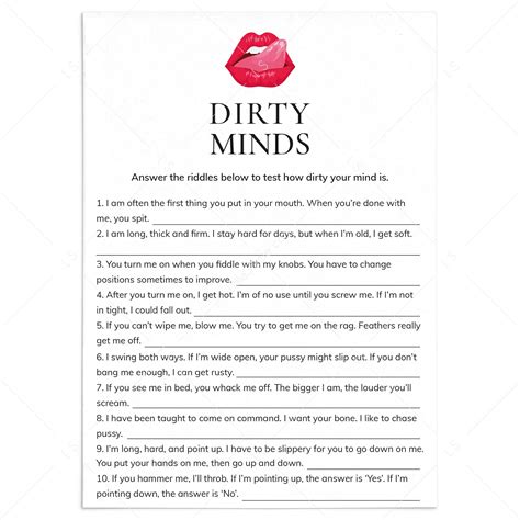 Dirty Mind Game Questions And Answers Printable Mind Game Questions