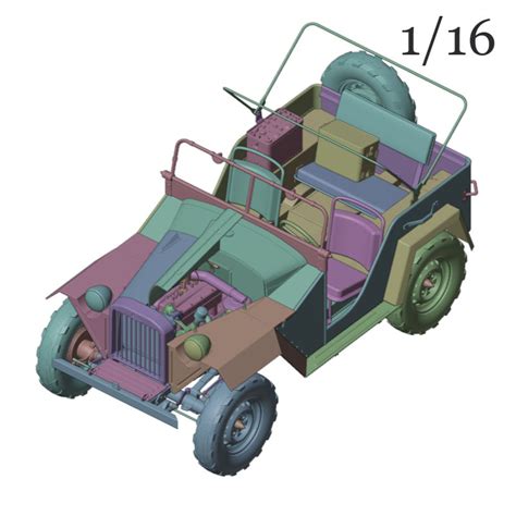 00121 1 16 Gaz 67 With Engine Aladdin Model