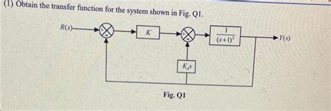 Solved Obtain The Transfer Function For The System Shown Chegg