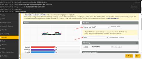 how to set up your sbus receiver in betaflight configurator on