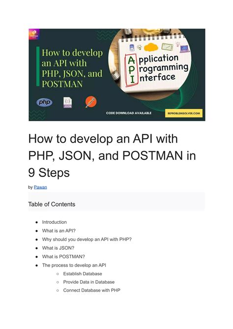 How To Develop An Api With Php Json And Postman In 9 Stepspdf Web