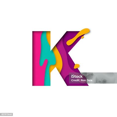 종이 잘라 편지 K 사실적 3d 멀티 레이어 Papercut 절연 흰색 배경 로고에 대한 스톡 벡터 아트 및 기타 이미지 로고 알파벳 K 0명 Istock