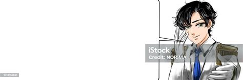만화 스타일의 컬러 와이드 사이즈 일러스트레이션과 잘 생긴 검은 색 퍼메드 머리를 가진 아이돌의 연설 풍선과 화이트 프린스