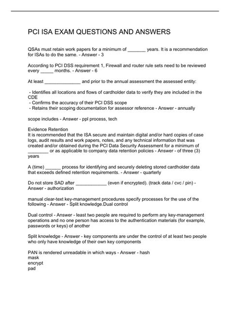 PCI ISA EXAM QUESTIONS AND ANSWERS PCI ISA Stuvia US
