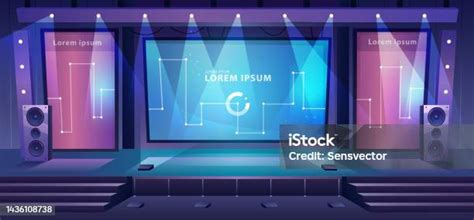 공연 콘서트 또는 컨퍼런스를위한 무대 프리젠 테이션 라우드 스피커 및 악센트에 빛을위한 거대한 화면 상승 된 바닥 또는 플랫폼