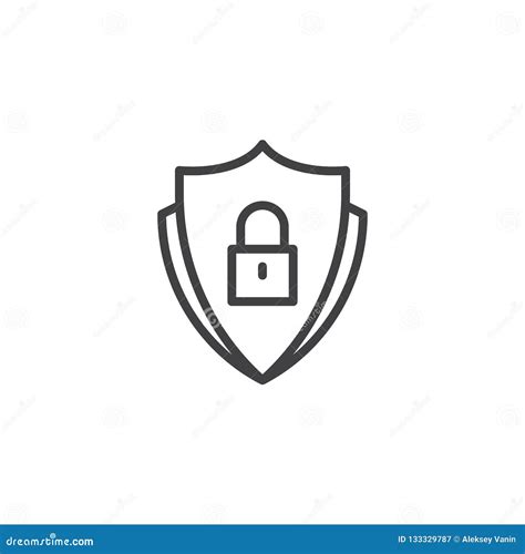 Security Shield With Lock Outline Icon Stock Vector Illustration Of Abstract Shield 133329787