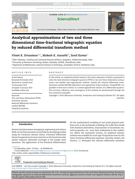 Pdf Analytical Approximations Of Two And Three Dimensional Time Fractional Telegraphic