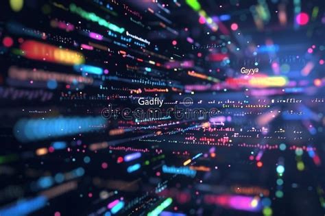 colorful code on dark background for software development stock