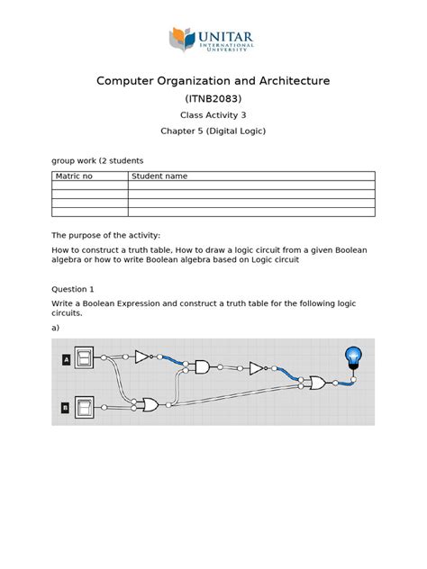 Coa Class Activity Digital Logic Pdf