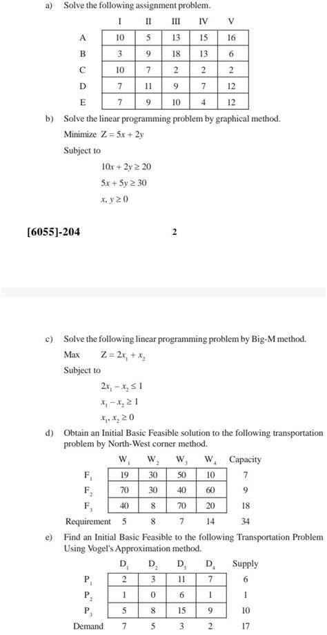 A Solve The Following Assignment Problem Studyx