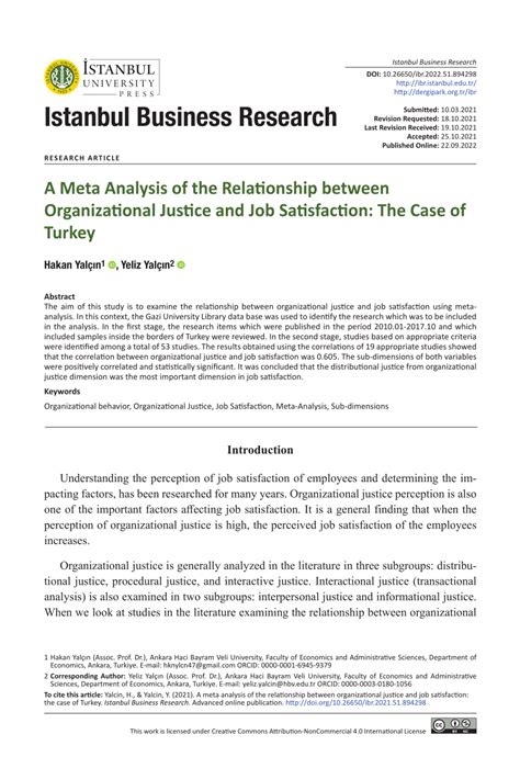 Pdf A Meta Analysis Of The Relationship Between Organizational