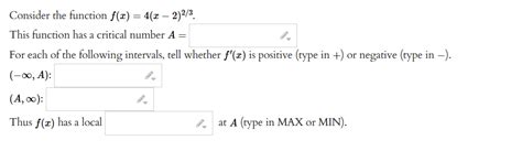 Solved Consider the function f(x)=4(x−2)2/3. This function | Chegg.com
