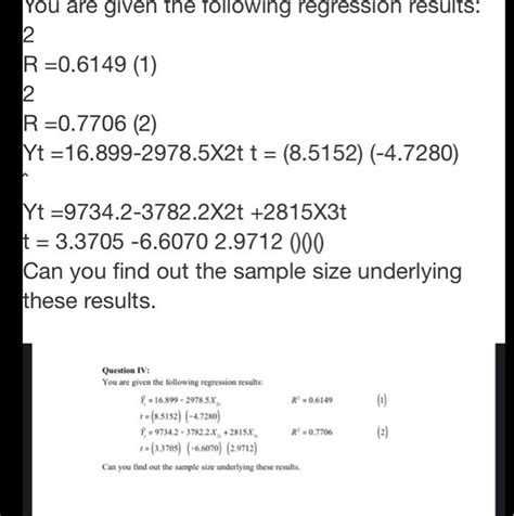 solved you are given the following regression results 2