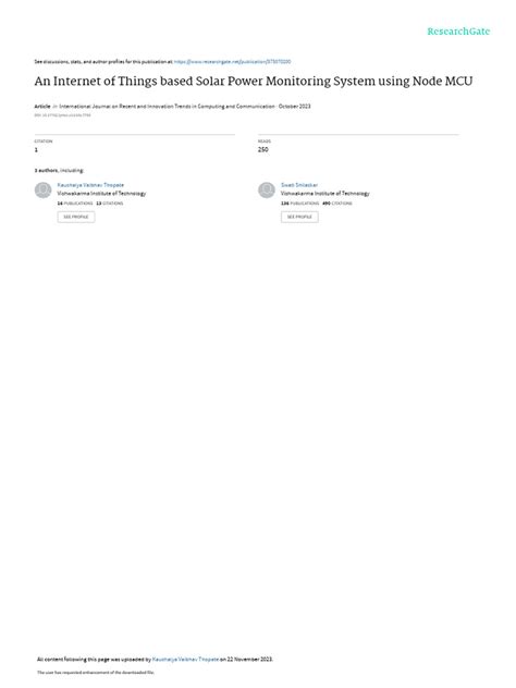 5 Solar Power Monitoring System Pdf Internet Of Things