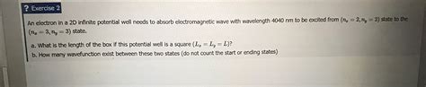 Solved Exercise 2an Electron In A 2d Infinite Potential Well