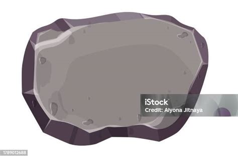 돌 메뉴 패널 흰색 배경에 고립 된 만화 스타일의 질감에 바위 프레임 빈 플레이트 인터페이스 템플릿 벡터 일러스트 레이 션 0
