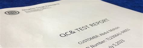QC Test Report Issued Against Customer Order Qingdao Tongli Packaging Products