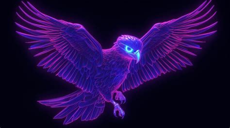 Premium Ai Image Purple Neon Falcon Outline Uhd 8k Generative Ai