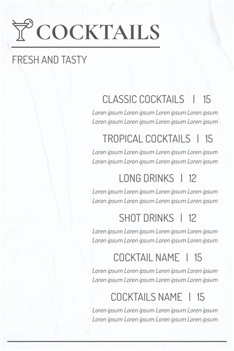 Simple Bar Menu Design
