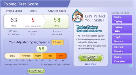 typing test wpm average typing speed