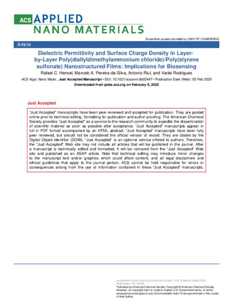 Pdf Dielectric Permittivity And Surface Charge Density In Layer By