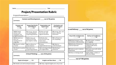Scoring Rubric Examples For All Subjects Free Printables