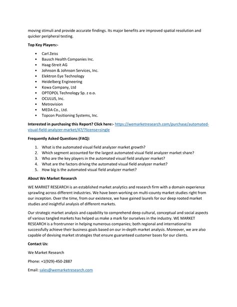 Ppt Automated Visual Field Analyzer Market 2022 Key Players Data