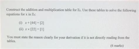 Solved Construct The Addition And Multiplication Table For
