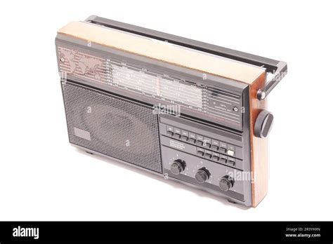 Old Transistor Radio Isolated On White English Translation Electronic