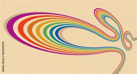 retro style abstract background with curve lines in all colors of