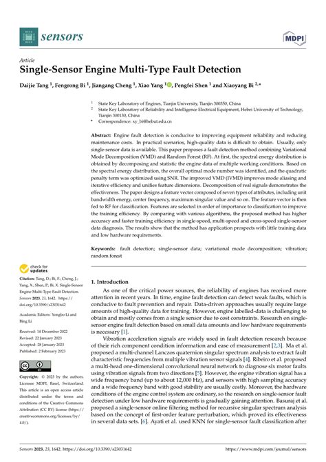 Pdf Single Sensor Engine Multi Type Fault Detection