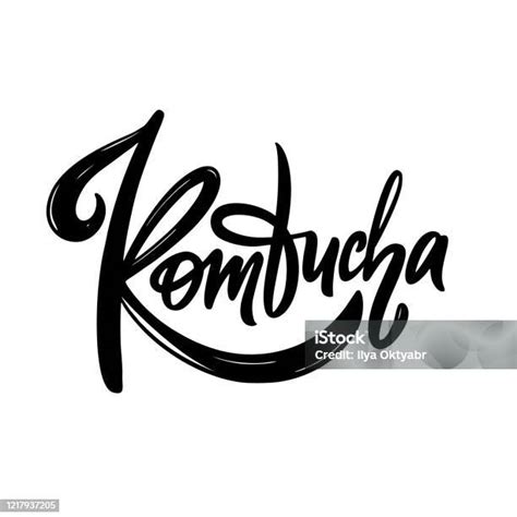 콤부차 레터링 블랙 컬러 벡터 그림입니다 흰색 배경에 격리 로고에 대한 스톡 벡터 아트 및 기타 이미지 로고 디자인 레스토랑 Istock