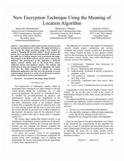pdf new encryption technique using the meaning of location algorithm