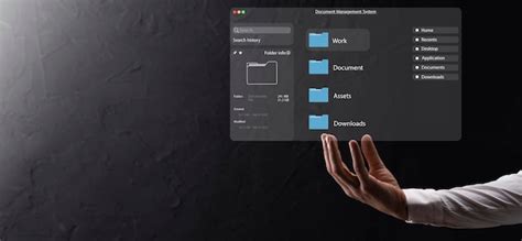 문서 관리 개념 가상 화면 아이콘 문서 관리 시스템 Dms 회사 파일 및 데이터의 효율적인 보관 검색 및 관리를 위한 온라인 문서 데이터베이스 소프트웨어 프리미엄 사진