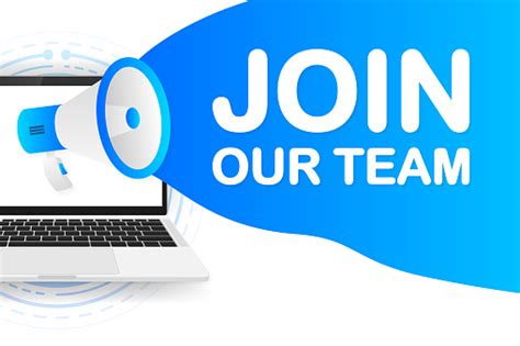 팀 배너 템플릿에 참여하세요 메가폰을 사용한 마케팅 전단지 소매 프로모션 및 공지를 위한 템플릿입니다 벡터 그림입니다 사람 구함 표시에 대한 스톡 벡터 아트 및 기타 이미지