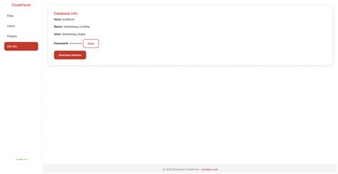 Wordpress Cloakpanel Mini Hidden Javascriptphp Wordpress Admin Panel