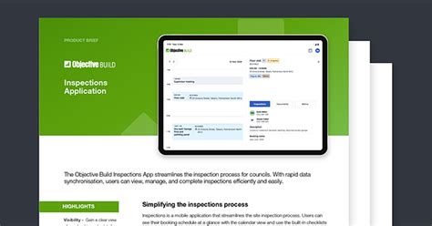 Product Brief Objective Build Inspections App Objective Corporation