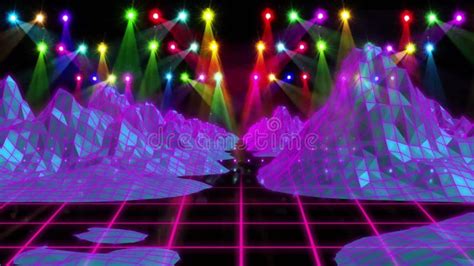 Creating Futuristic Digital Environment Colorful Lights Forming Neon Grid Landscape Stock Video