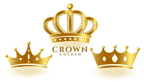 왕 또는 여왕을 위한 현실적인 황금 왕관 세트 무료 벡터