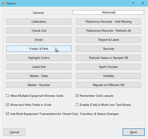 Program Options Files Folder Calibration Control