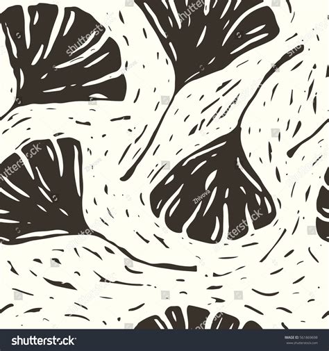 Hand Drawn Seamless Linocut Pattern Stock Vector Royalty Free 561869698 Shutterstock