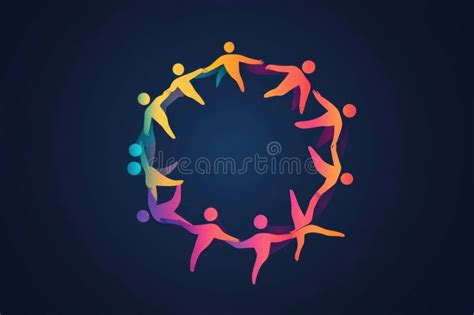 Modern Logo Of Human Figures Creating Unity Symbol In Vibrant Gradient Background Perfect For