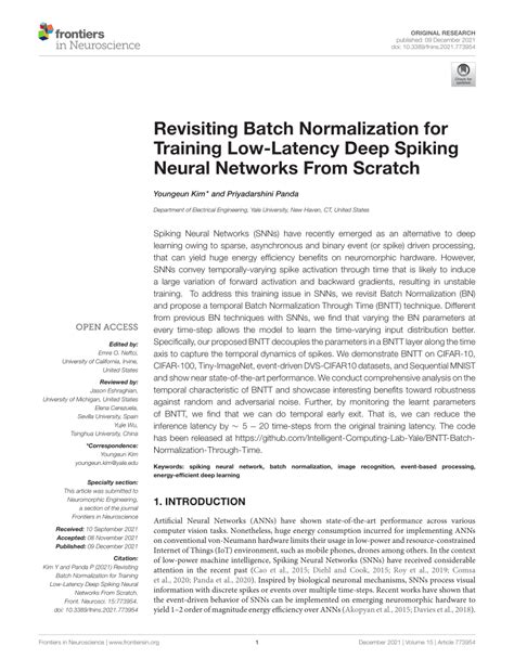 Pdf Revisiting Batch Normalization For Training Low Latency Deep