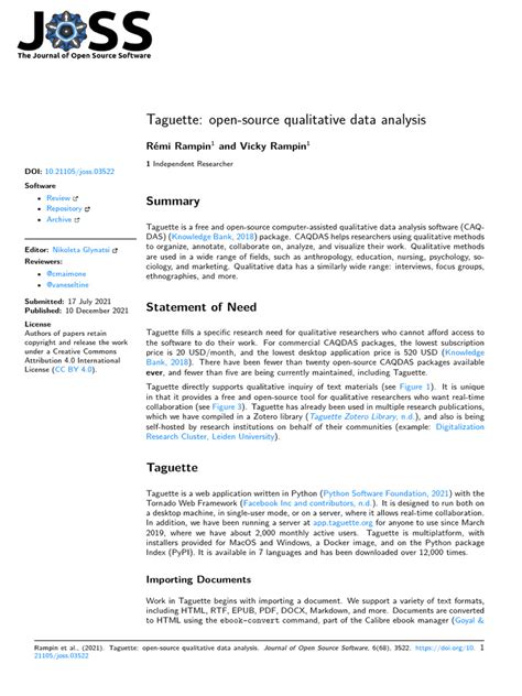 taguette open source qualitative data analysis pdf databases tag